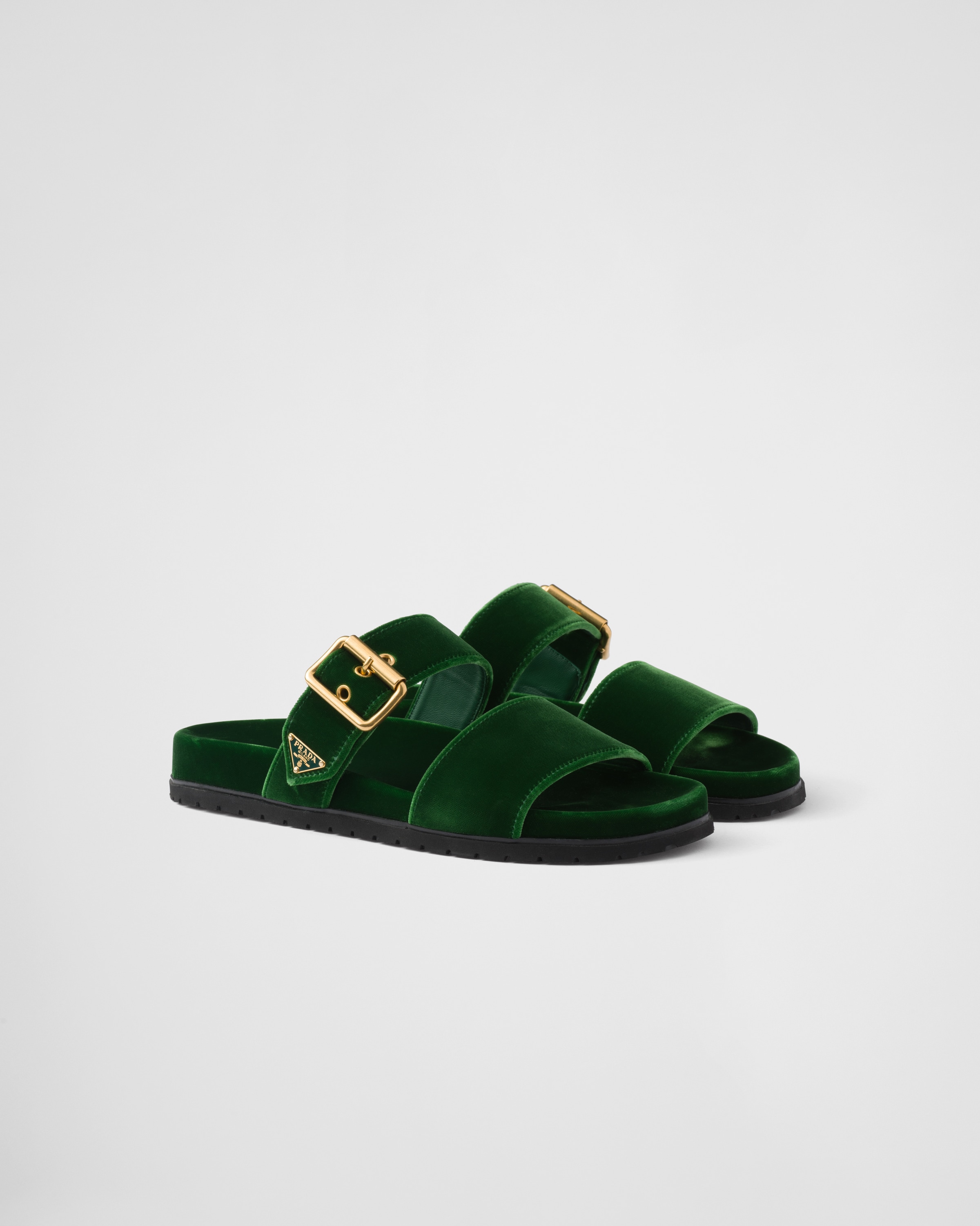 Prada Velvet Slides - Laurel Green | Editorialist